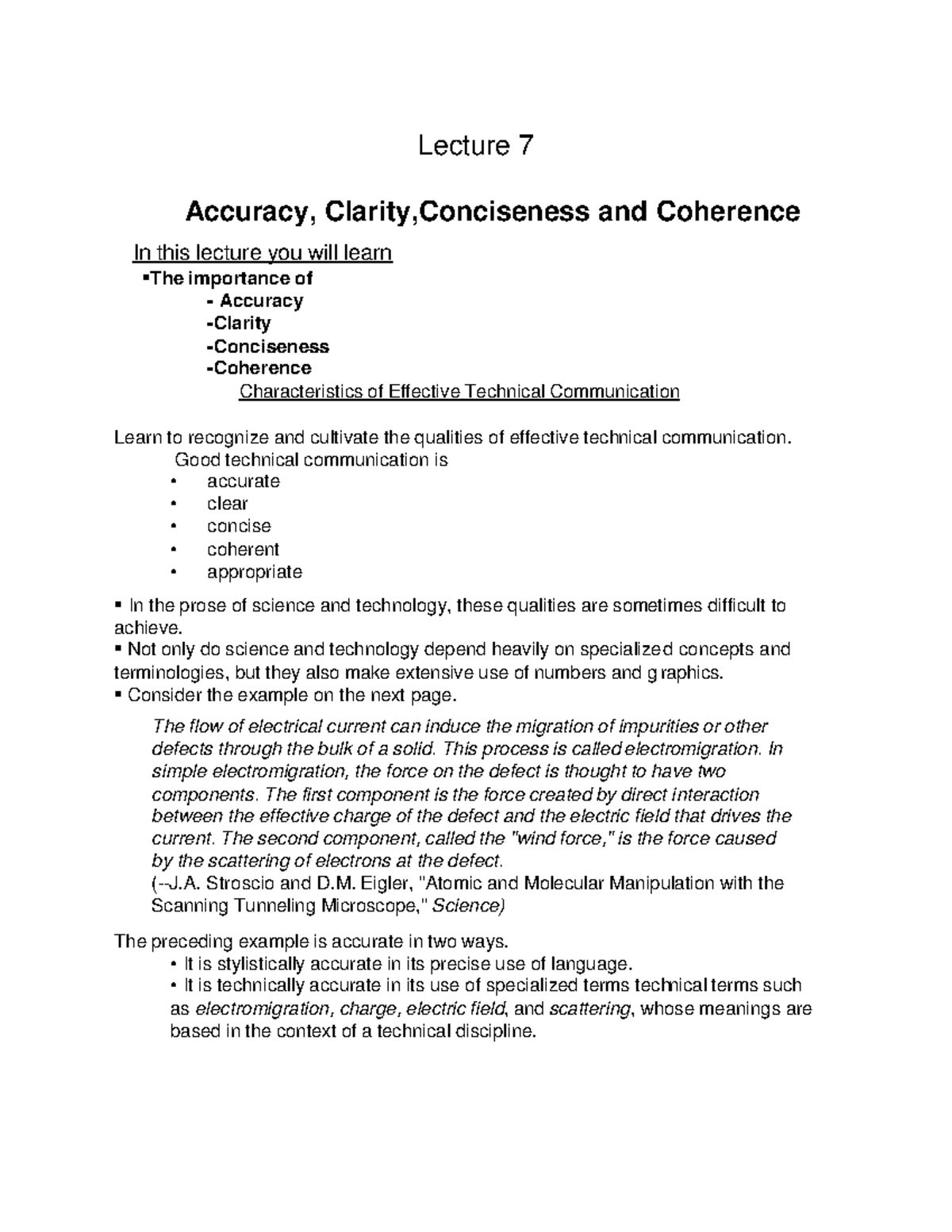 Lec71 - Lecture 7 Accuracy, Clarity,Conciseness and Coherence In this ...
