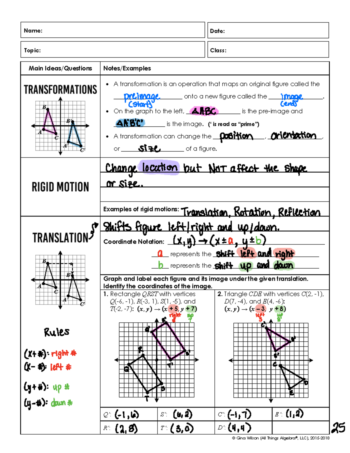 G - Unit 3 Notes Copy - Main Ideas/Questions Notes/Examples A ...