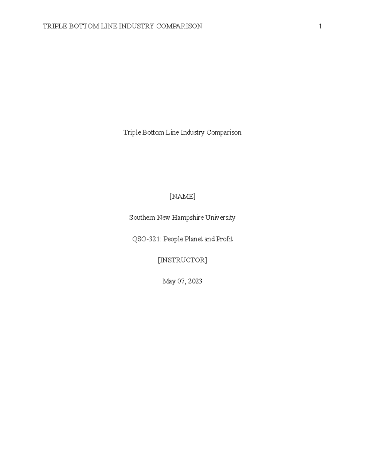 1-3 TBL Industry Comparison - Triple Bottom Line Industry Comparison ...