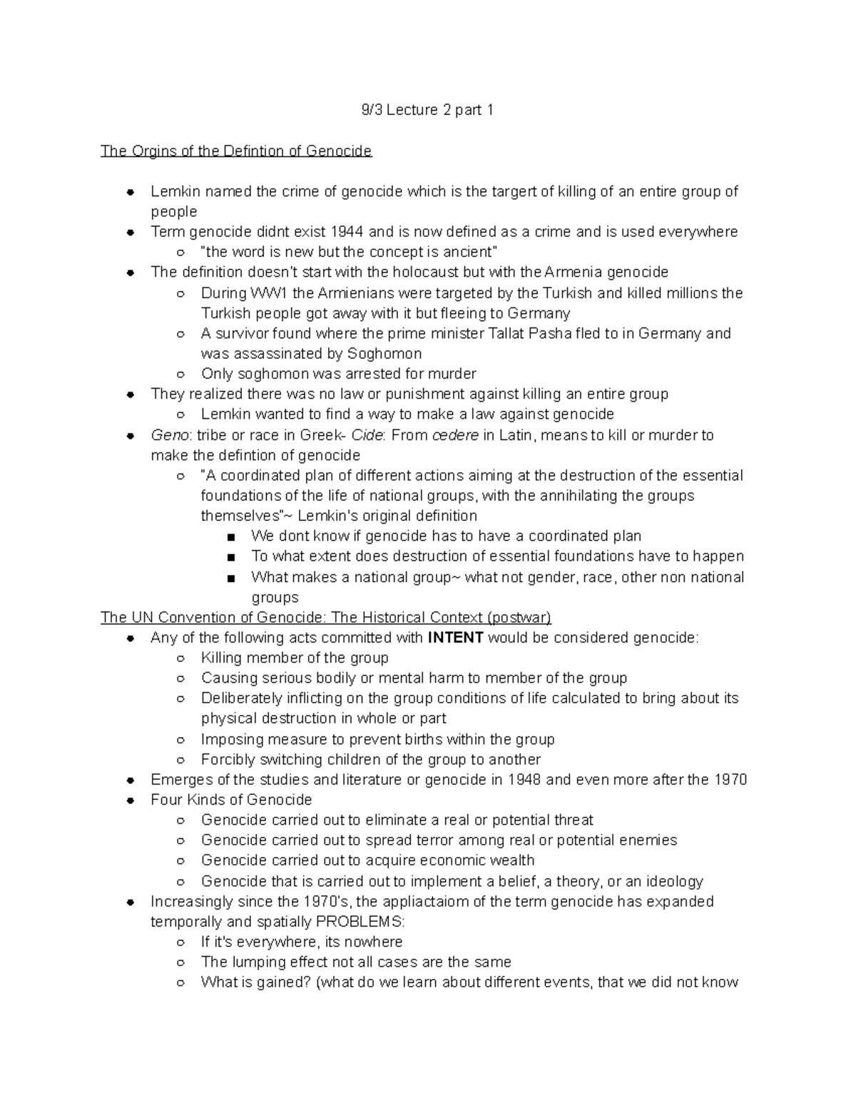 9 3 Lecture 2 part 1 - notes part 1 - 9/3 Lecture 2 part 1 The Orgins ...