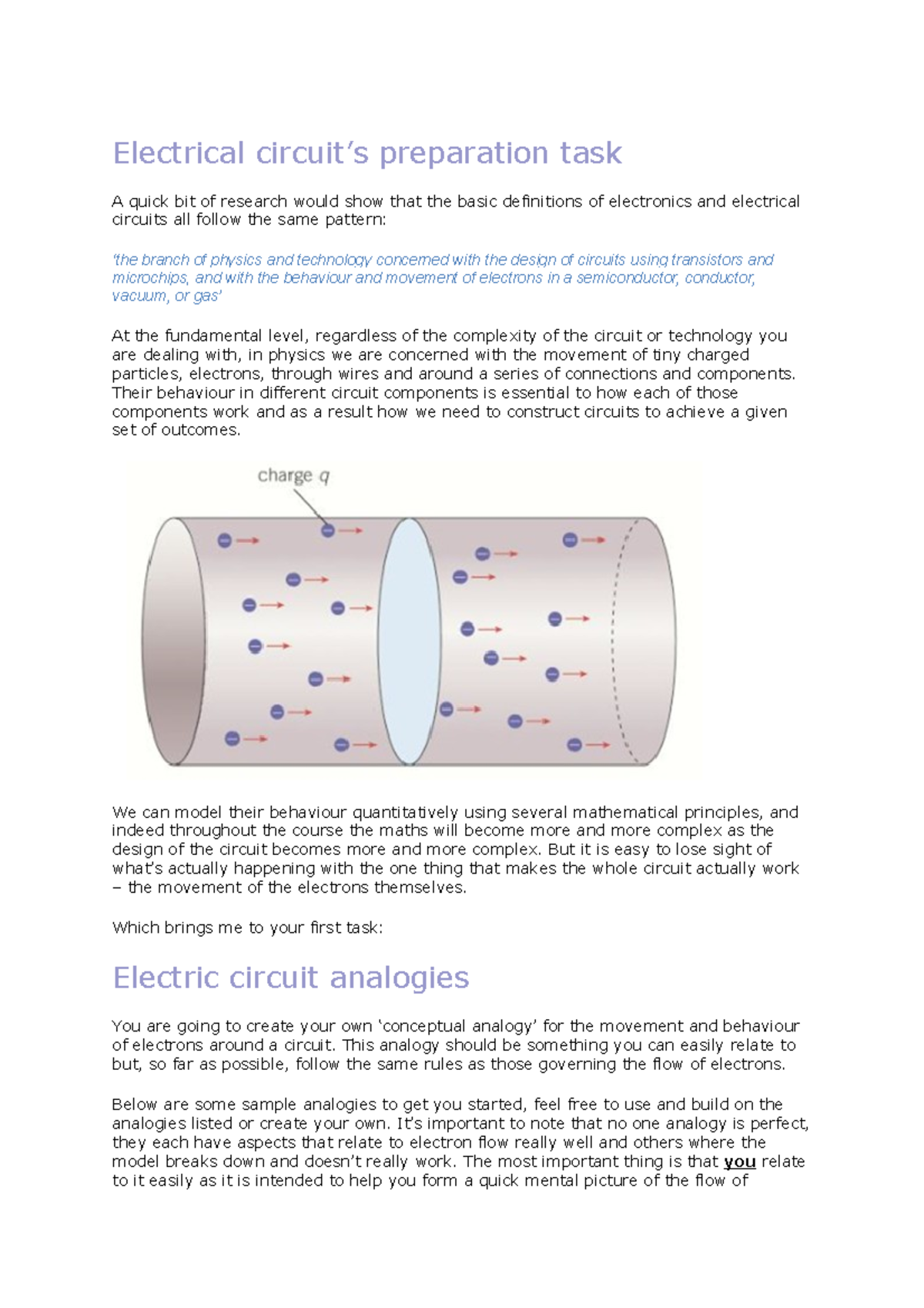 Electrical circuit - Electrical circuit’s preparation task A quick bit ...