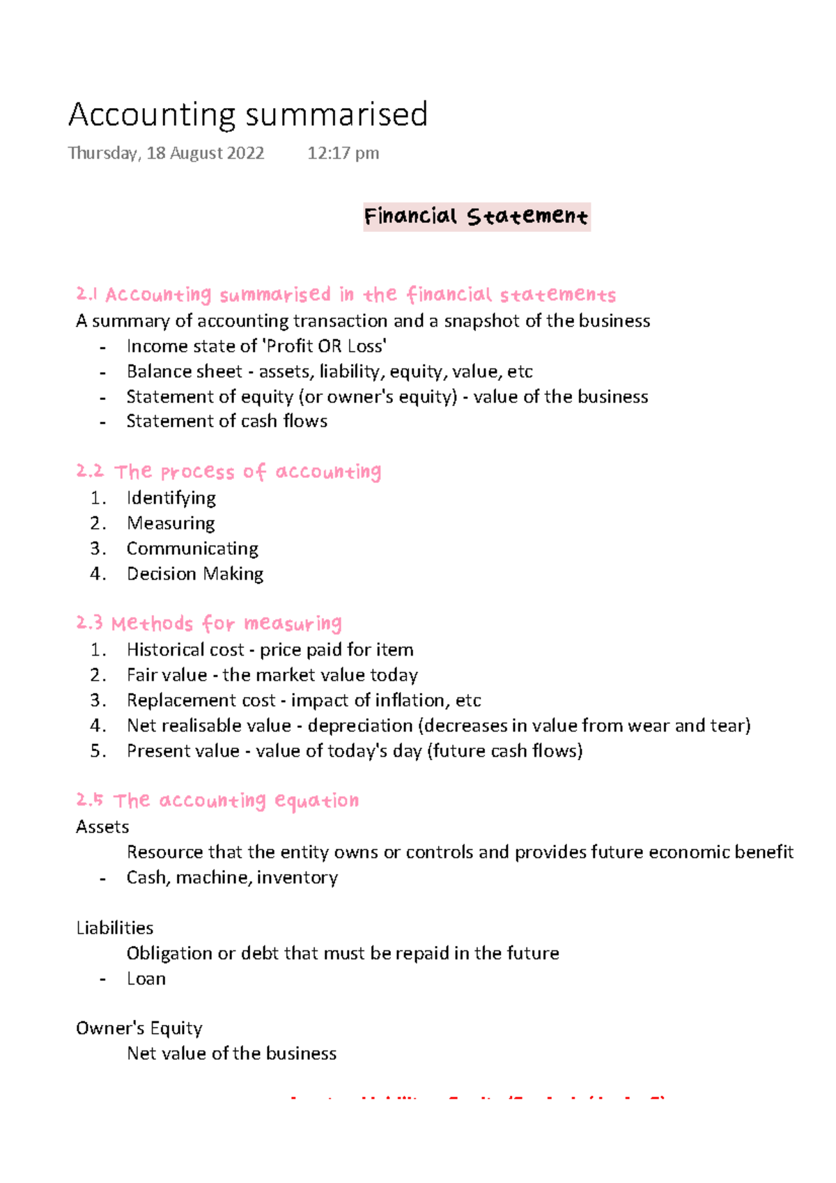 Accounting summarised - FinancialStatement ...