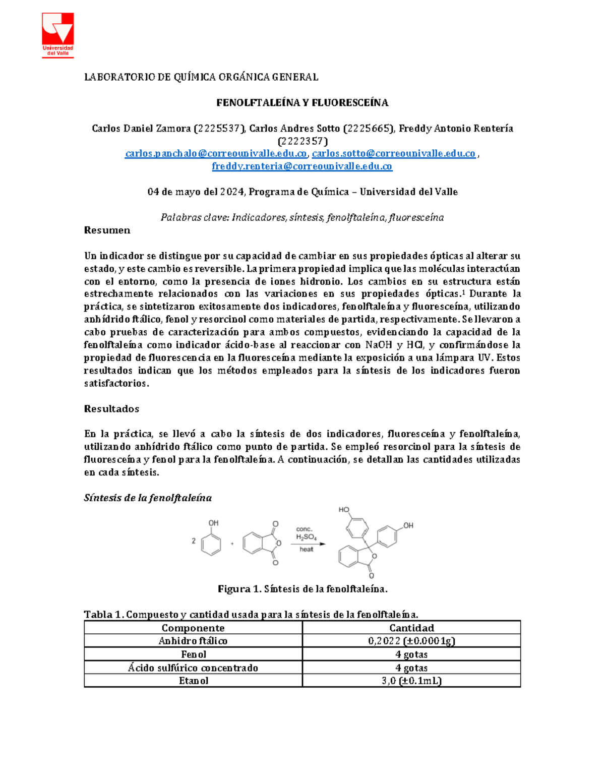 Sintesis de Fenoftaleina y fluoresceina - LABORATORIO DE QUÍMICA ...