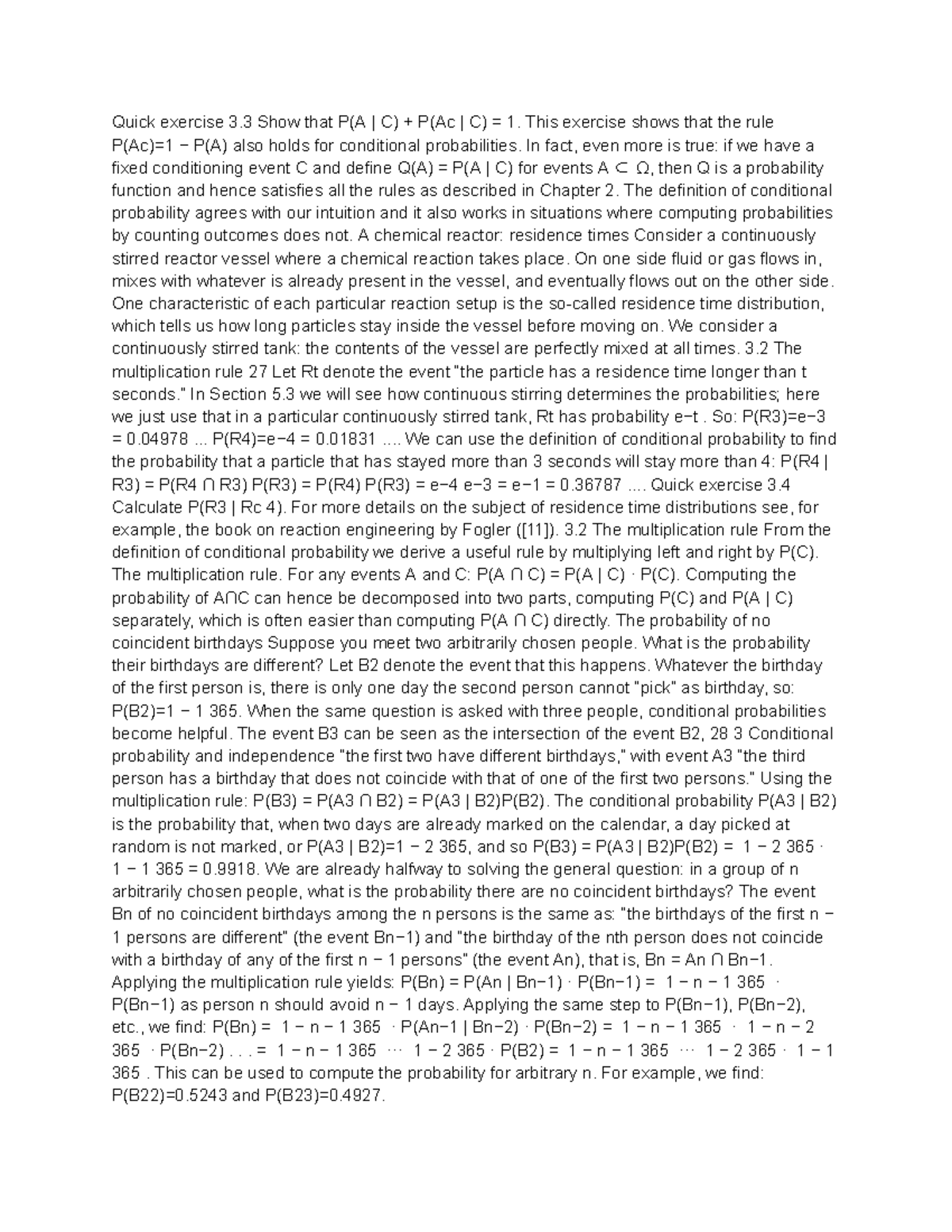 PK1 - Prob and Stats - Quick exercise 3 Show that P(A | C) + P(Ac | C ...