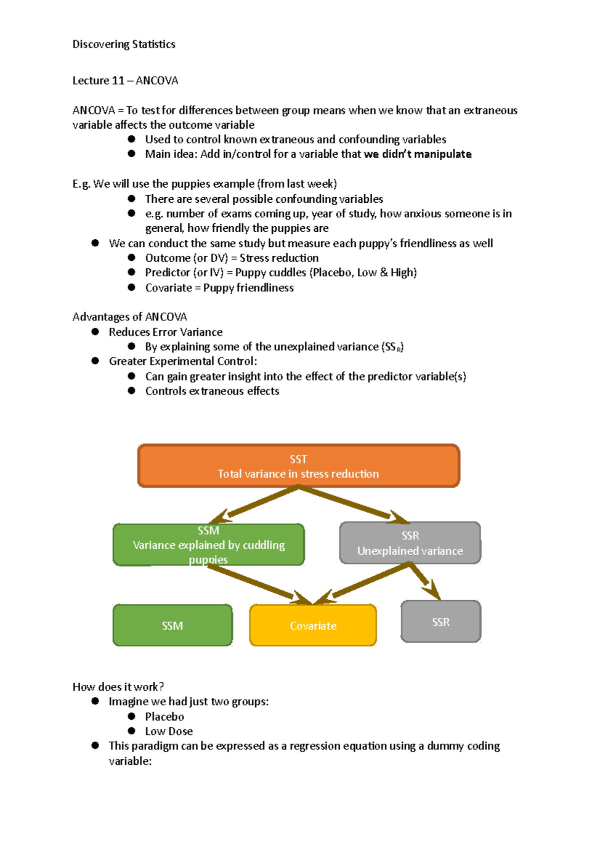 Lecture 11 – Ancova - Prof Andy Field - Discovering Statistics Lecture ...