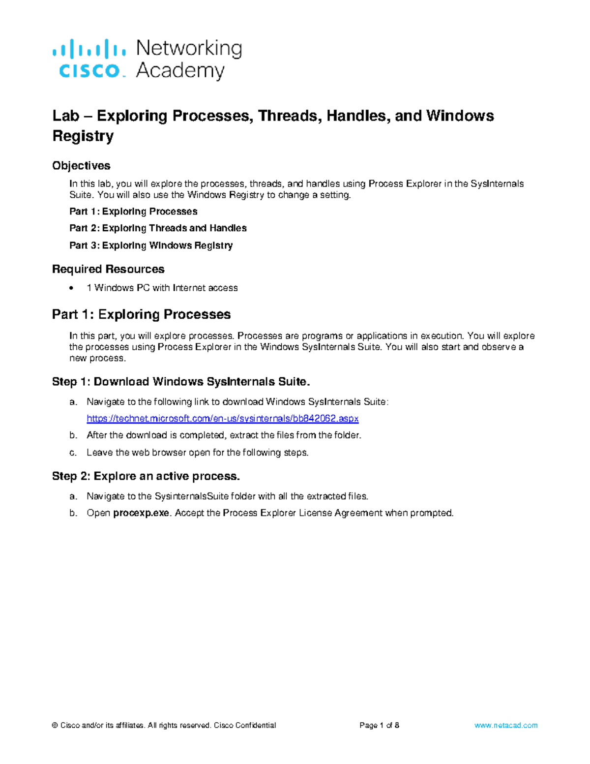 2.1.2.10 Lab - Exploring Processes, Threads, Handles, and Windows Registry-eight - Lab ...