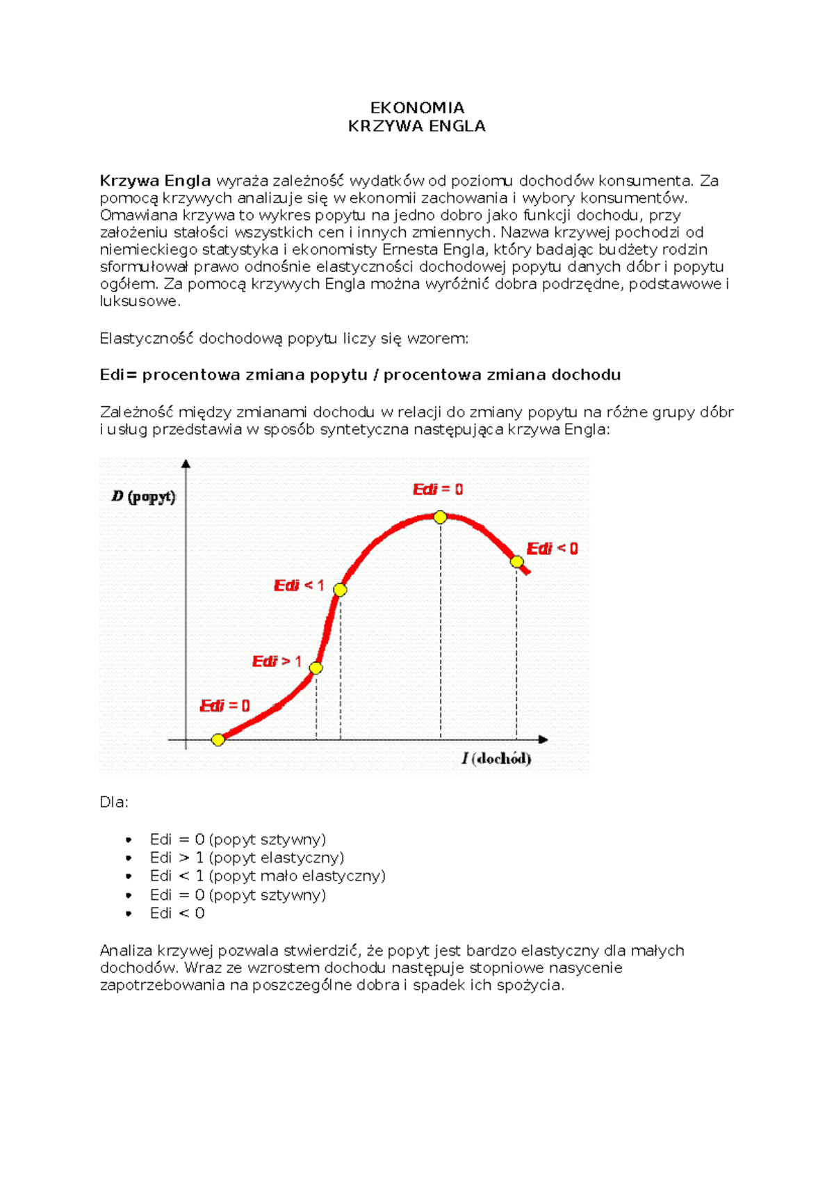 Krzywa-engla-omowienie - EKONOMIA KRZYWA ENGLA Krzywa Engla wyraża ...