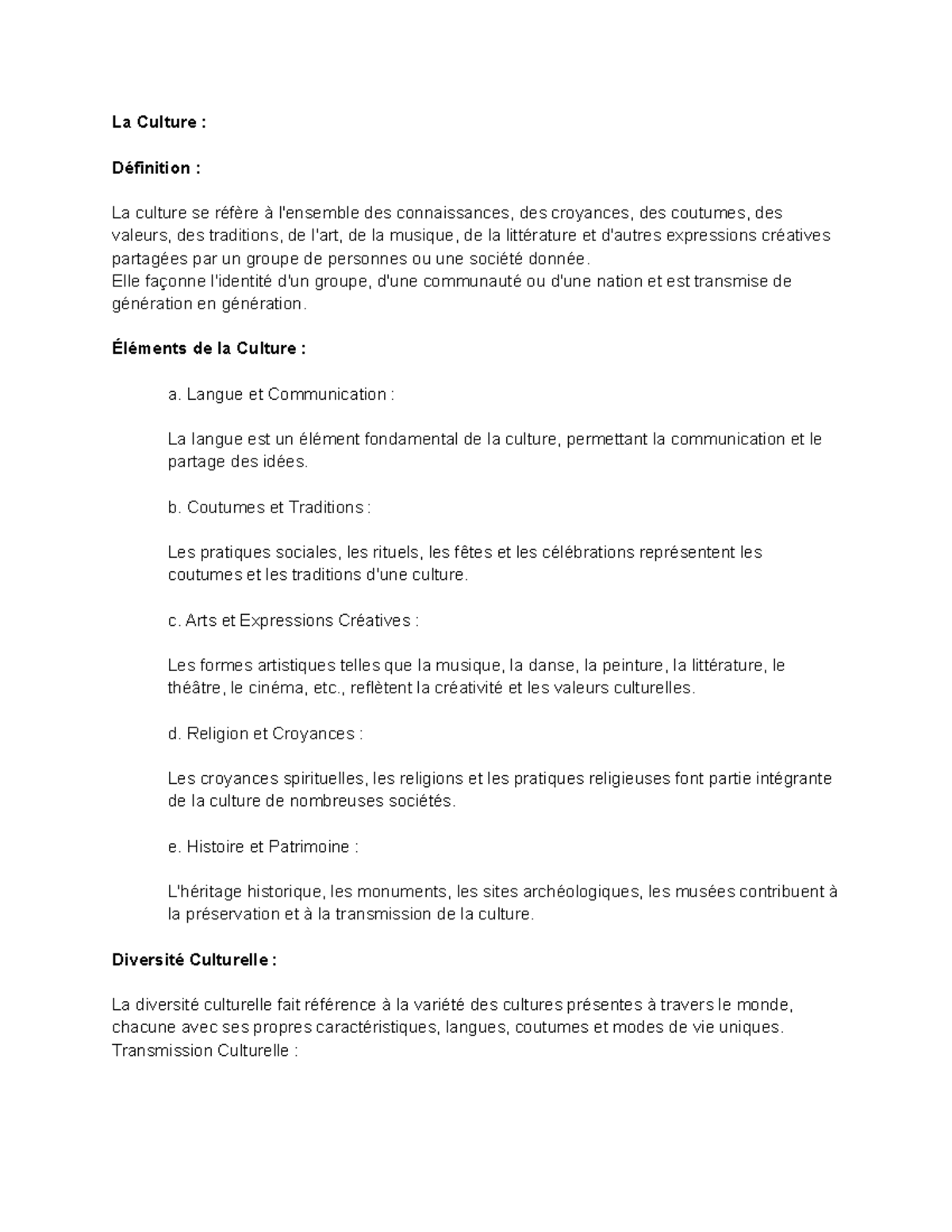 Untitled document - Notes simples sur la culture. - La Culture ...