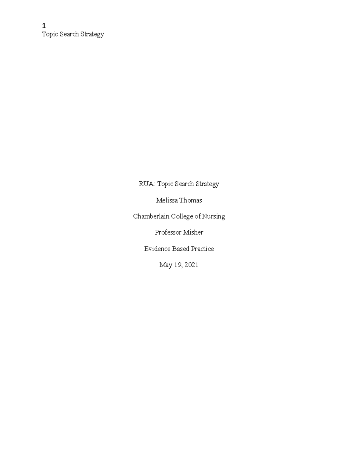 RUA- Topic Search Strategy - Topic Search Strategy RUA: Topic Search ...