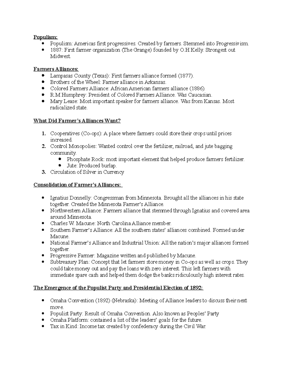 Populism - Dr. Clay Ouzts is the professor for this course. - Populism ...