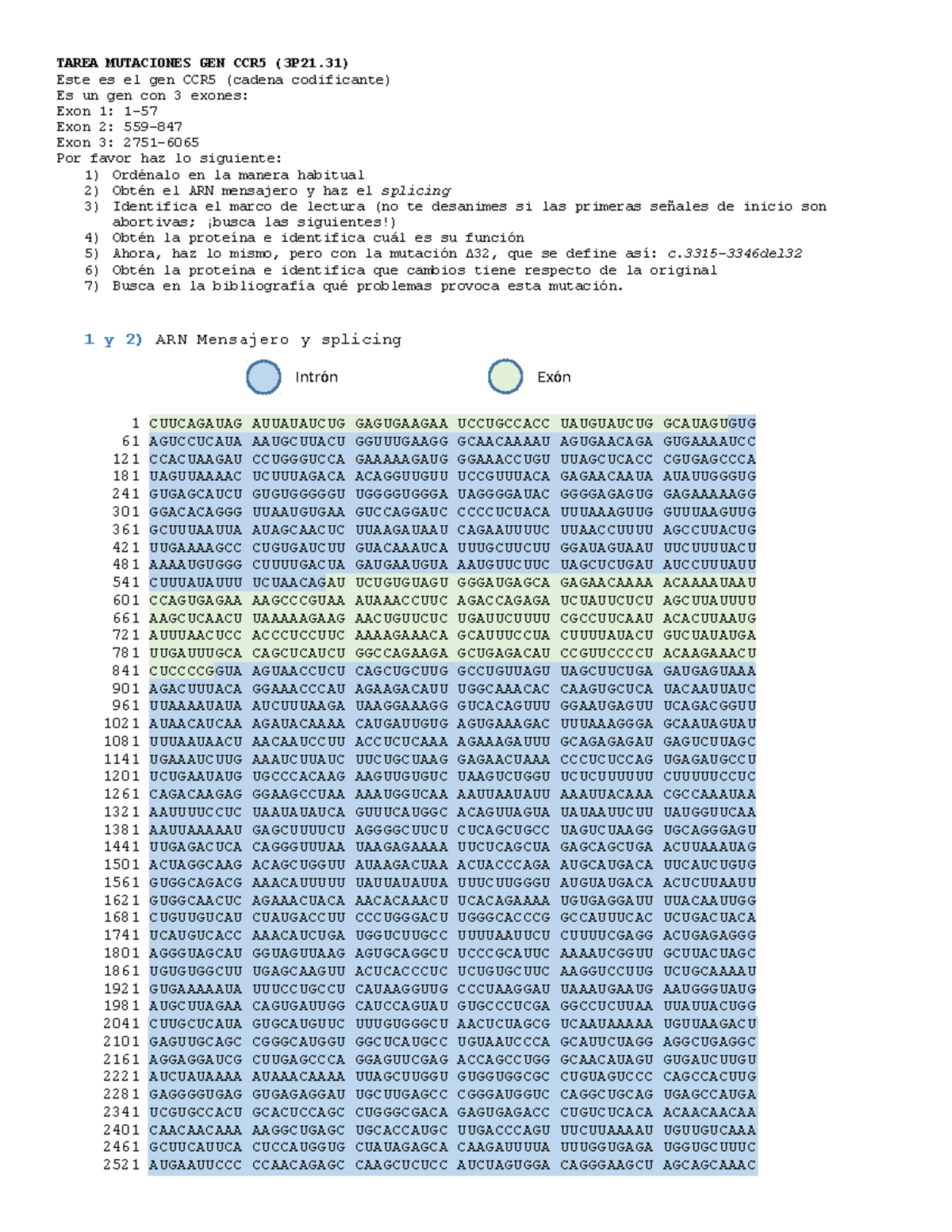 Tarea de mutación del gen CCR5 - Introducción a la genética - UNISON ...