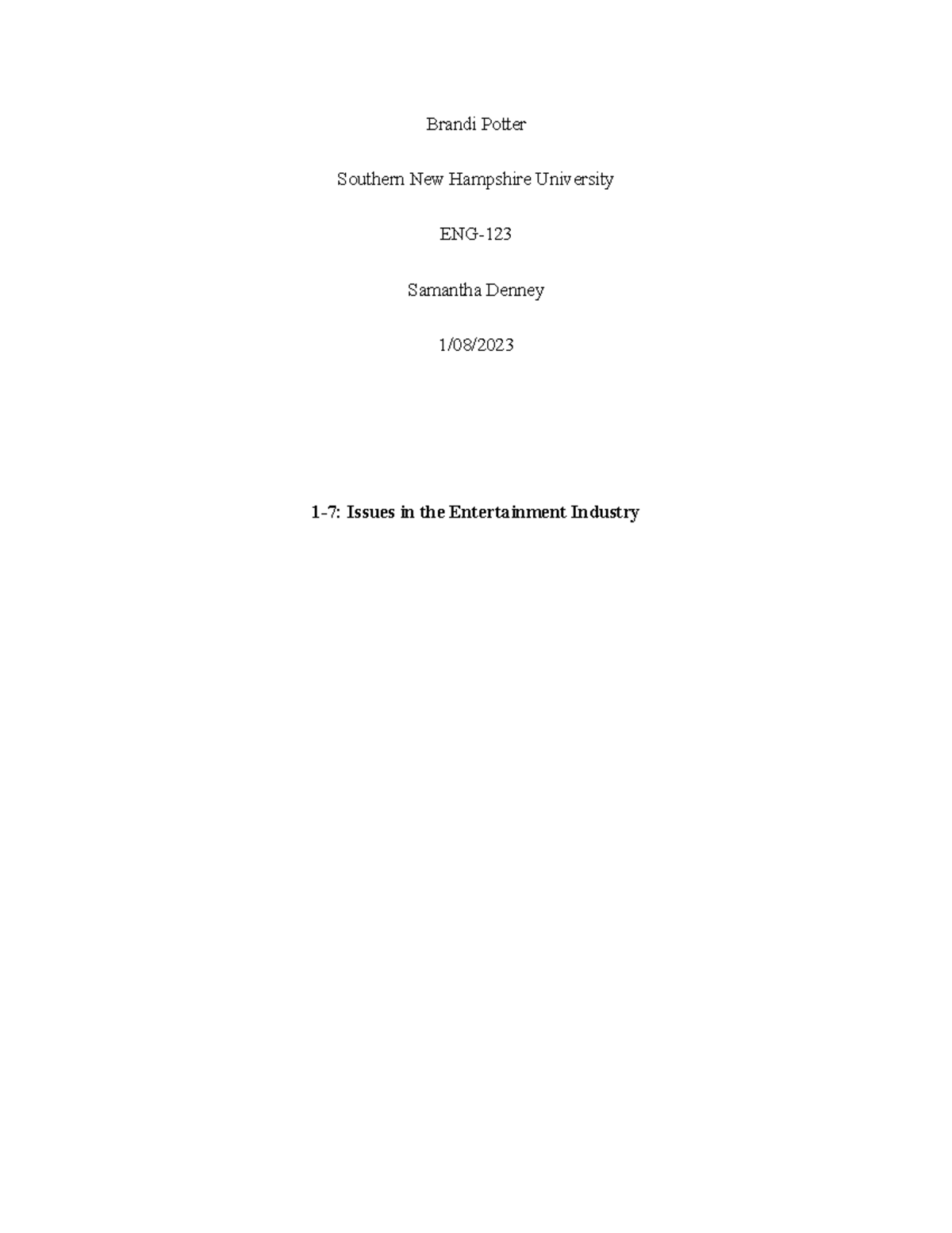 1-7: From issue to persuasion - Brandi Potter Southern New Hampshire ...