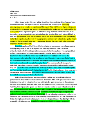 Chloe Power Essay 2 - A - Chloe Power ART 3990 The Museum of Modern Art ...