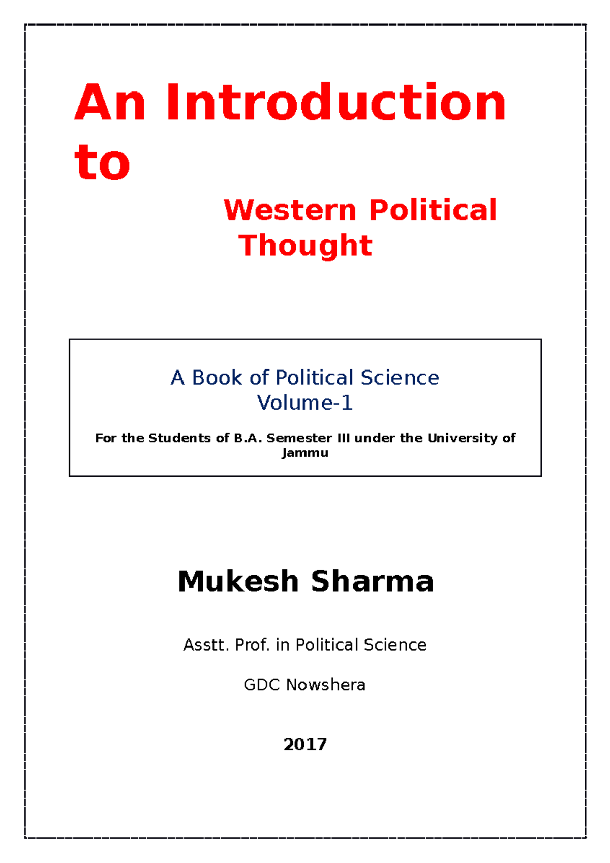 An Introduction to Western Political Tho - An Introduction to Western ...