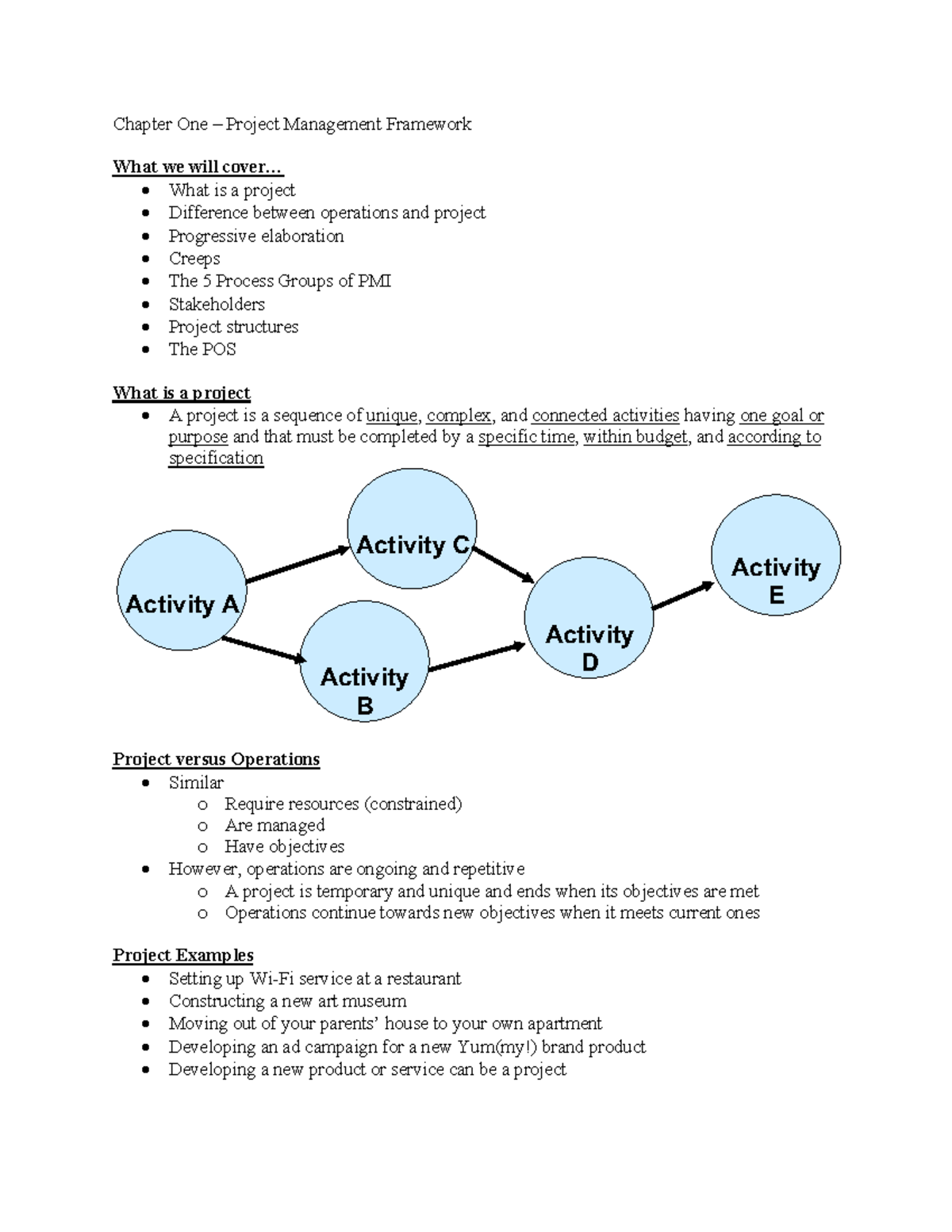 Chapter One – Project Management Framework - Chapter One – Project ...