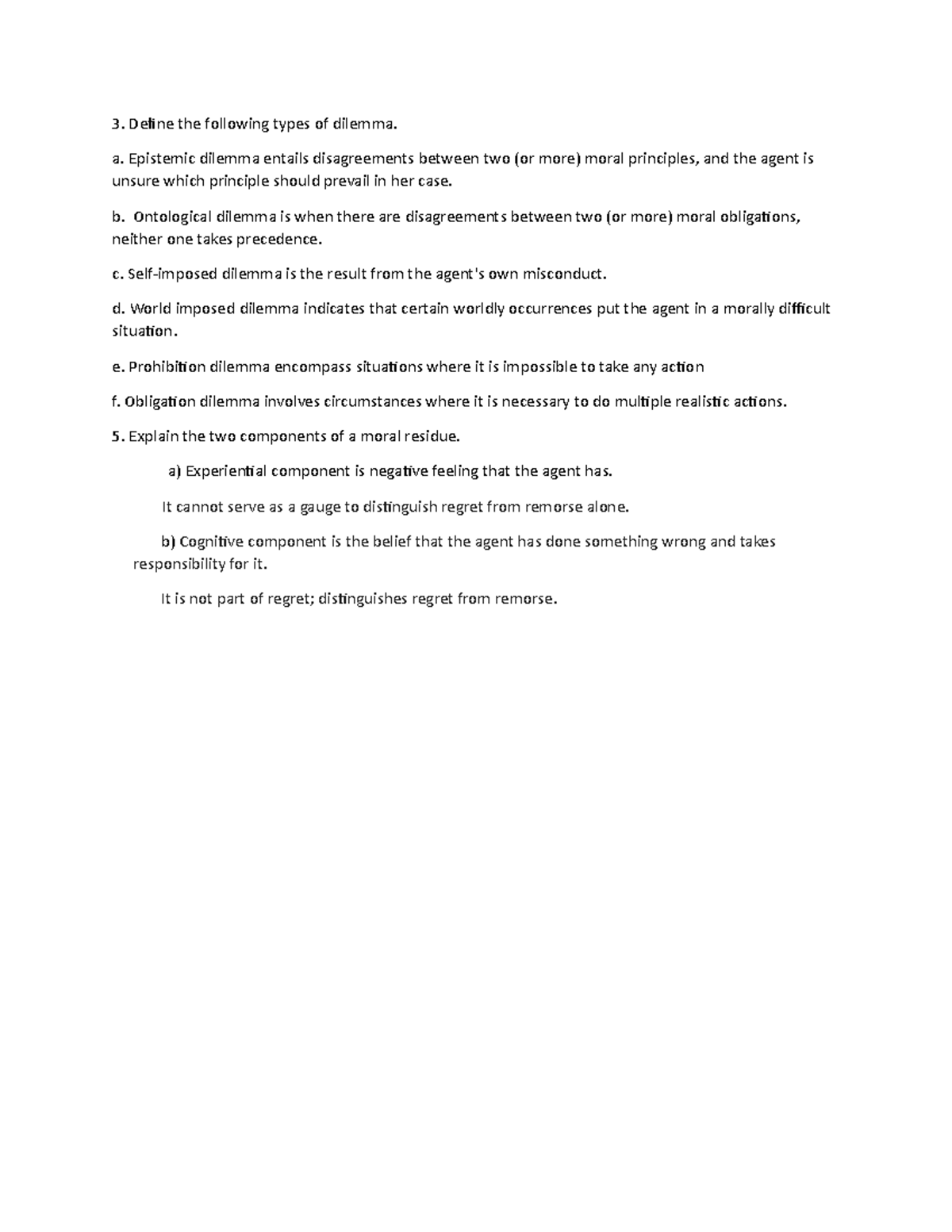 Dilemmas - essay - Define the following types of dilemma. a. Epistemic ...