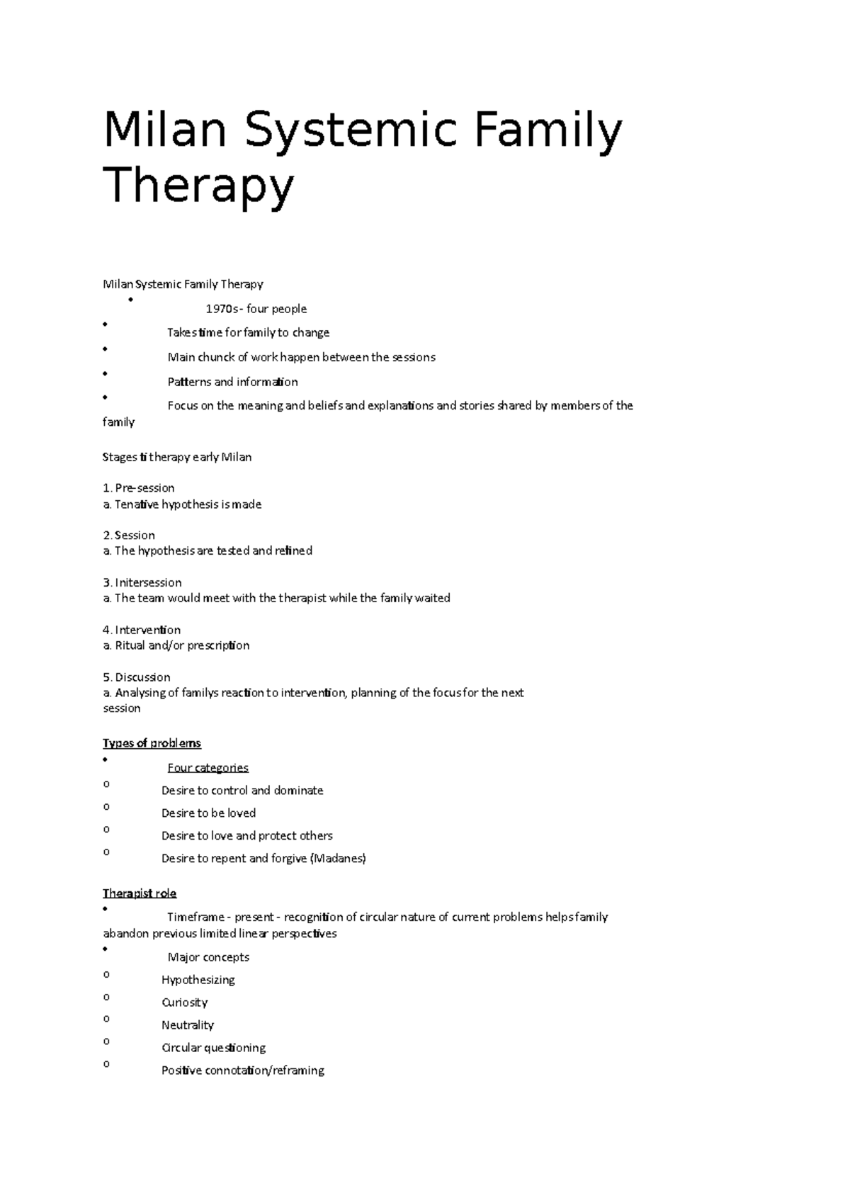 Milan Systemic Family Therapy - Cou1201 - ECU - Studocu