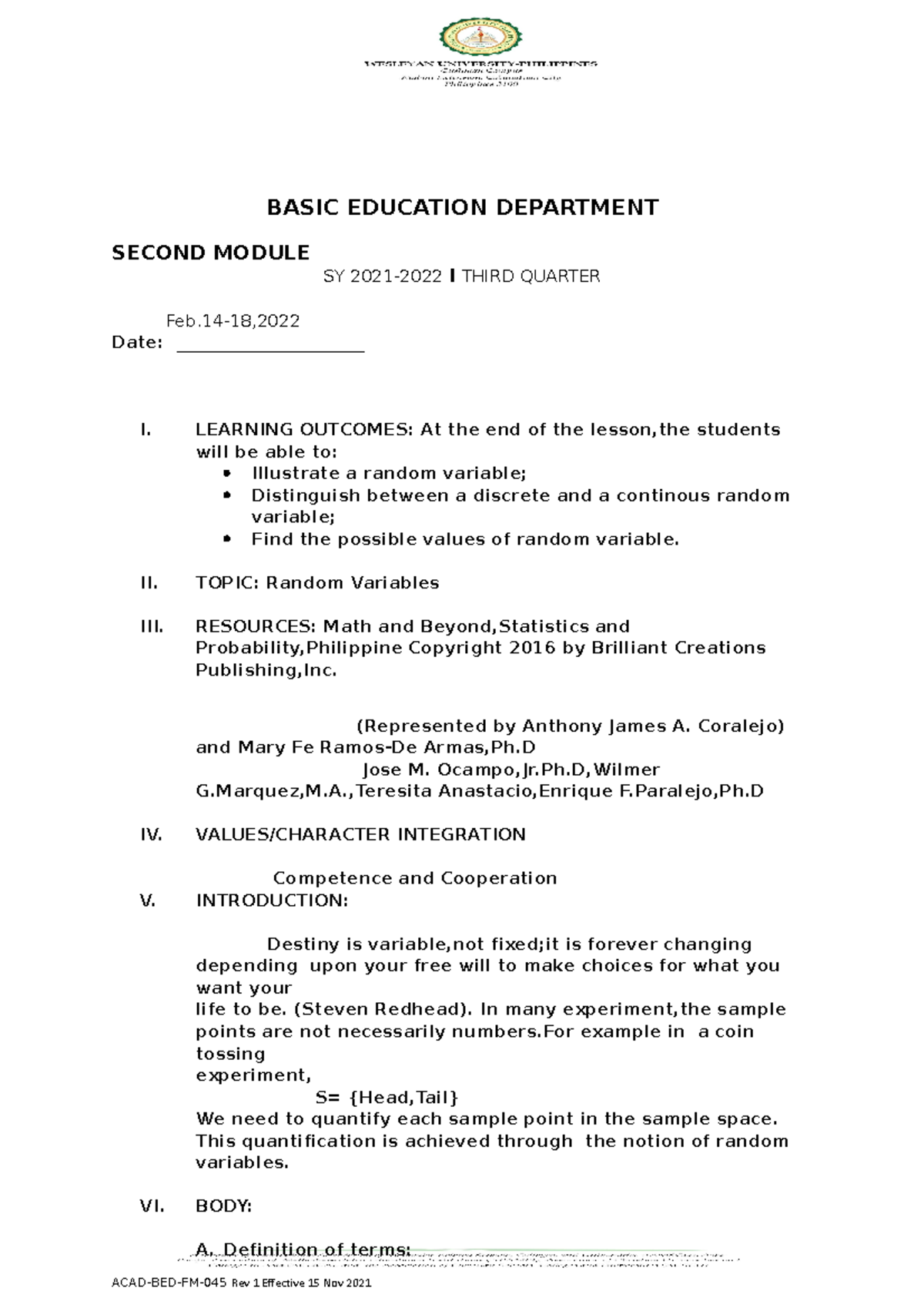 Module-2-Third-Quarter - BASIC EDUCATION DEPARTMENT SECOND MODULE SY ...