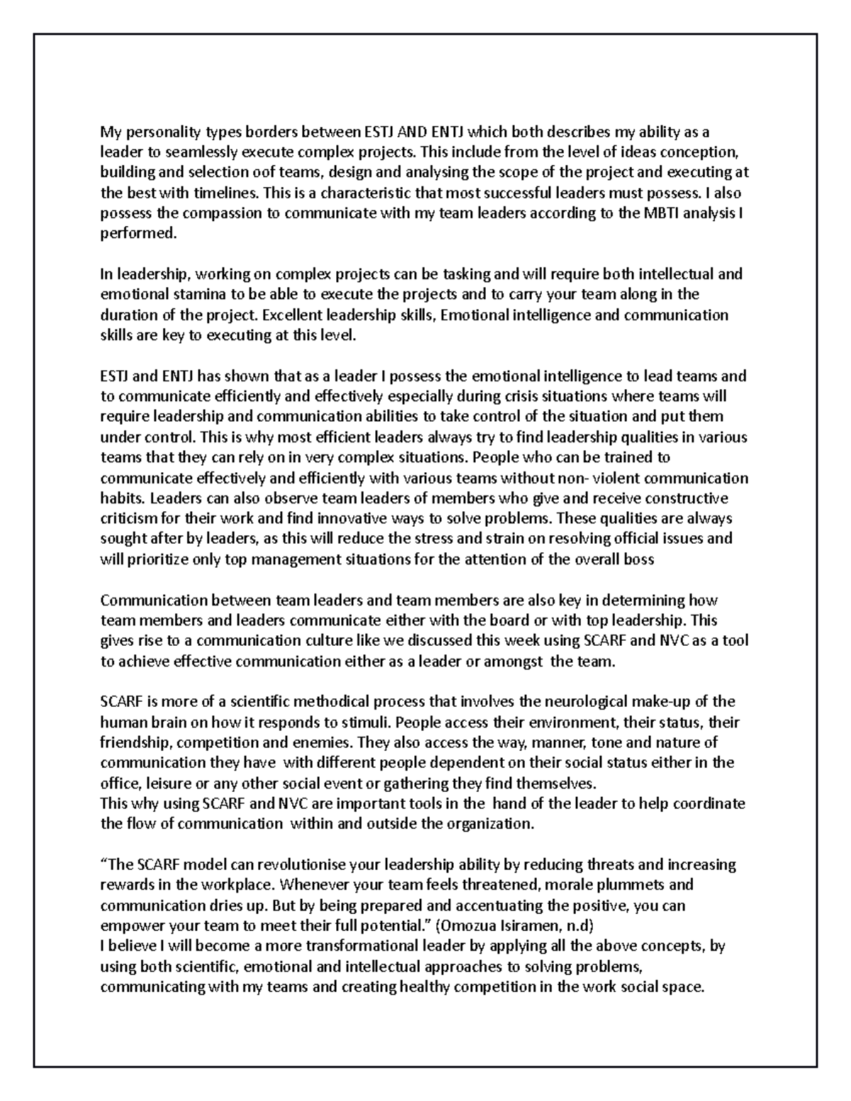 PSYC 1205 WA 5 - Communicating Like a Leader, part 3 (Tools) - My ...