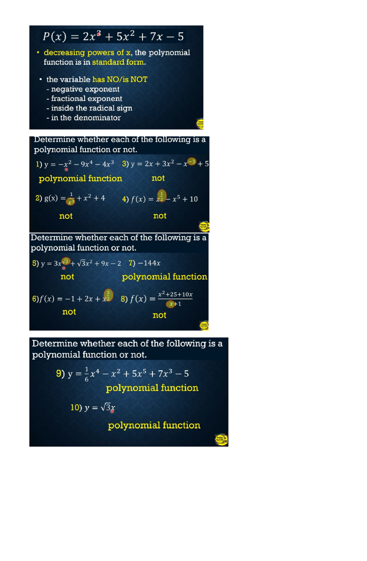 Philosophycal ckmds - P(x) 2x3 5x2 7x 5 decreasing powers of X, the ...