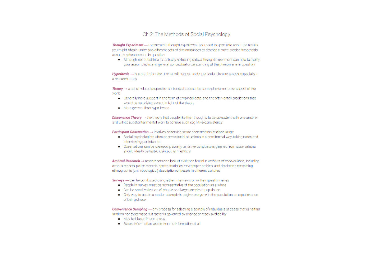 Psyc215 notes - Social Psychology - Ch: The Methods of Social ...