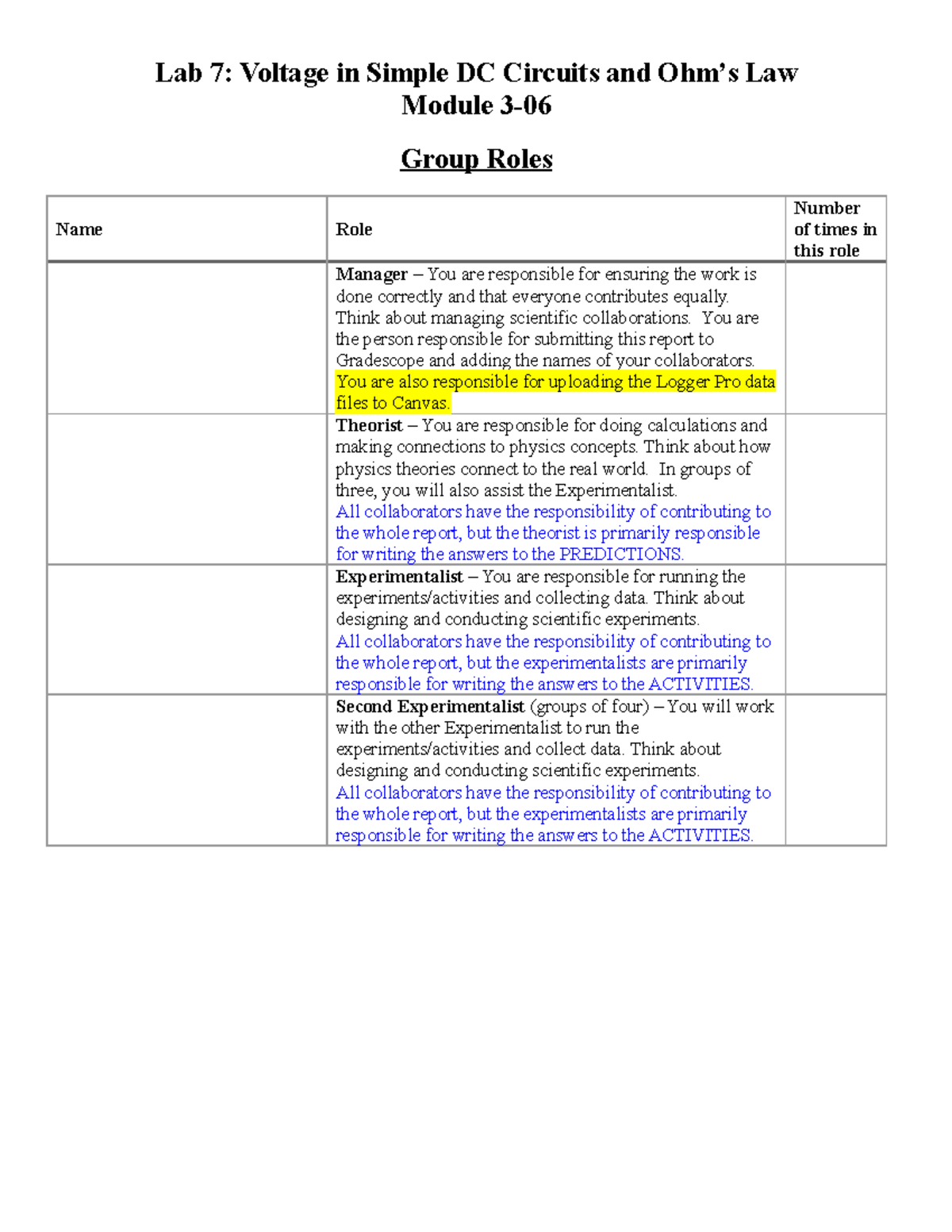 Lab 07 Report - Voltage in Simple DC Circuits and Ohms Law - Lab 7 ...