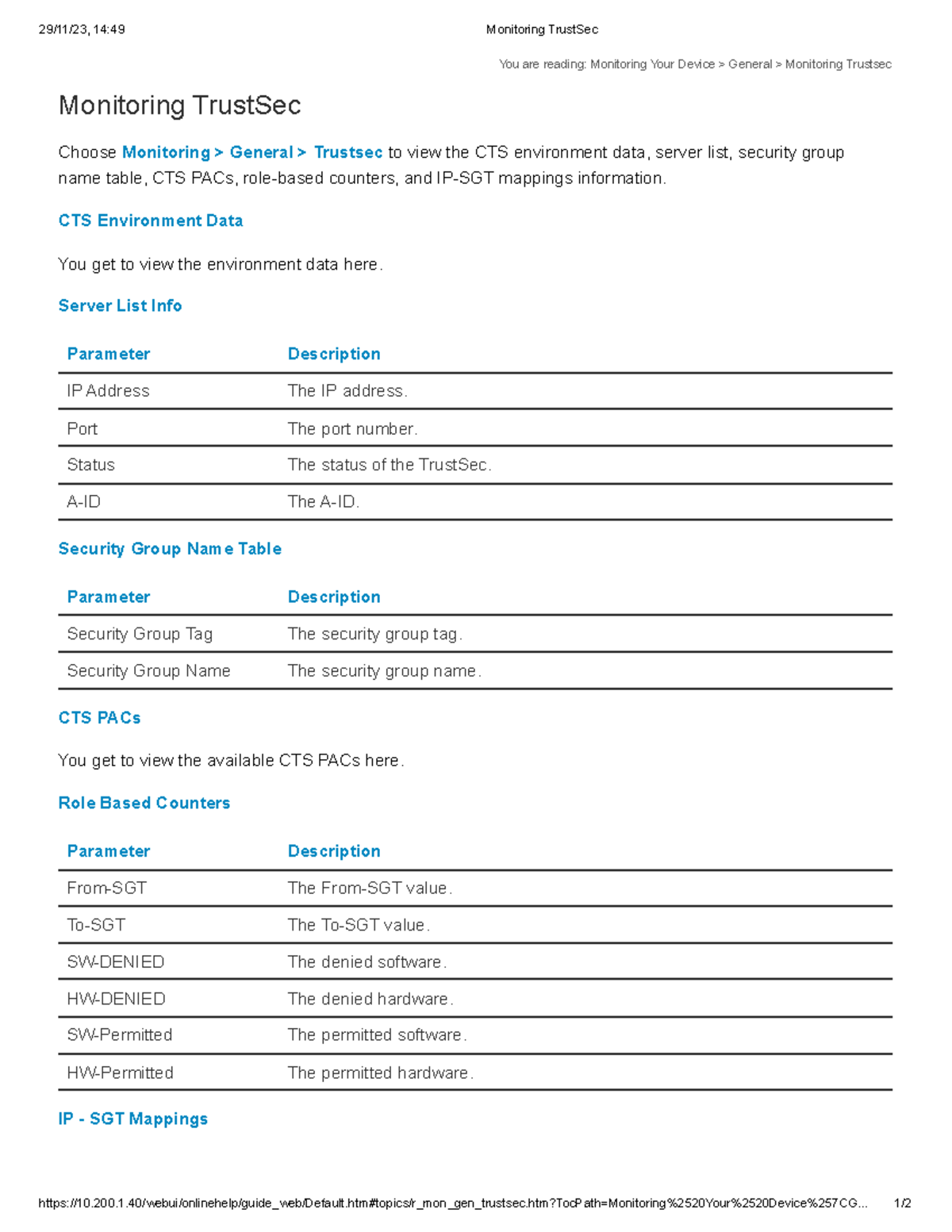 Cisco Embedded Wireless Controller For Catalyst Access Points Online Help Monitoring Trust Sec 
