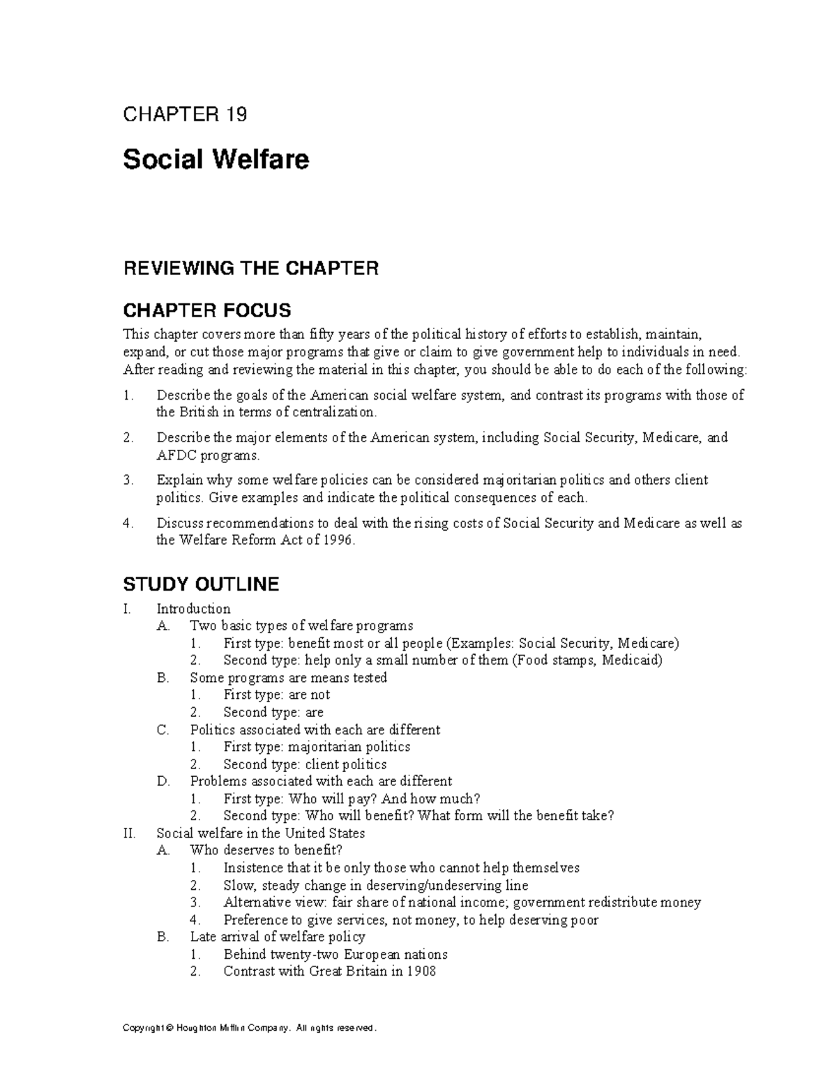 Chapter 19 Social Welfare Review - Studocu