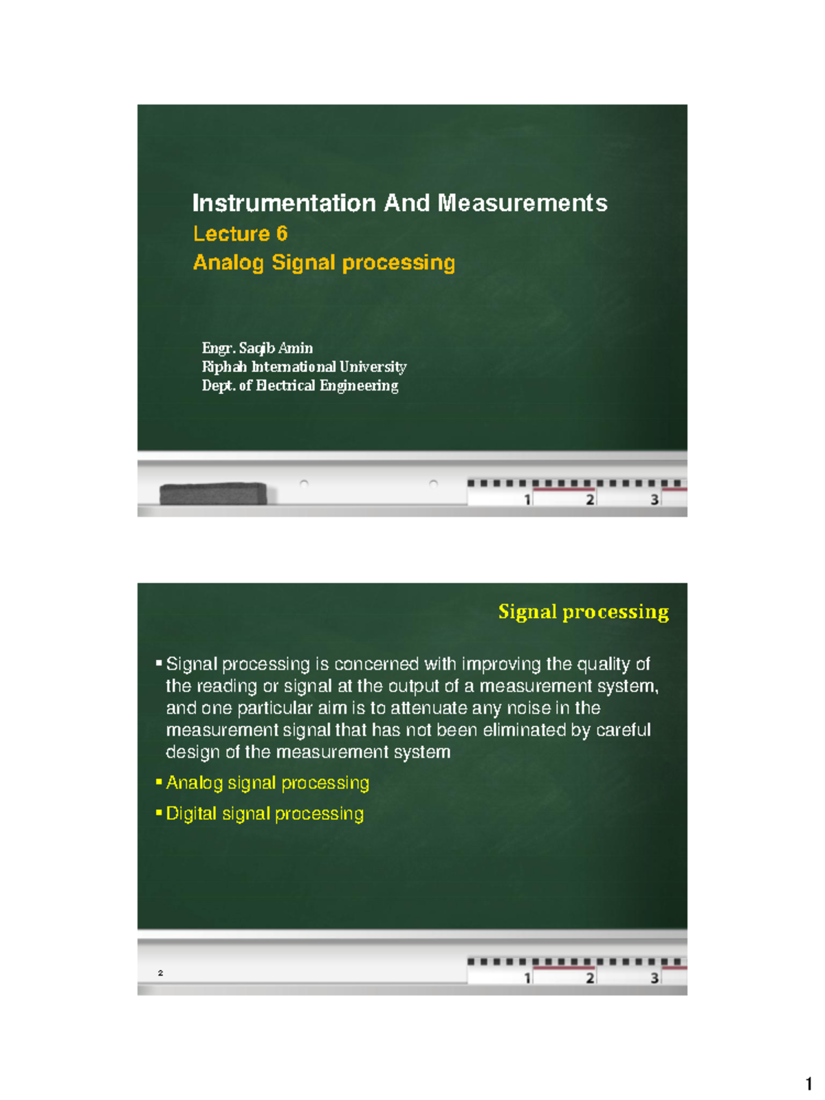 Lecture 6 - Instrumentation And Measurements Lecture 6 Analog Signal processing Engr. Saqib Amin ...
