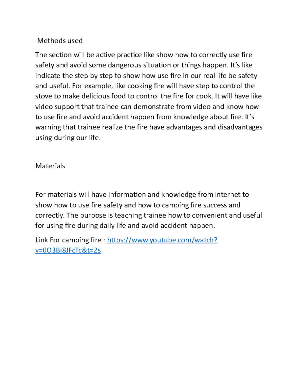 Method use and materials - Methods used The section will be active ...