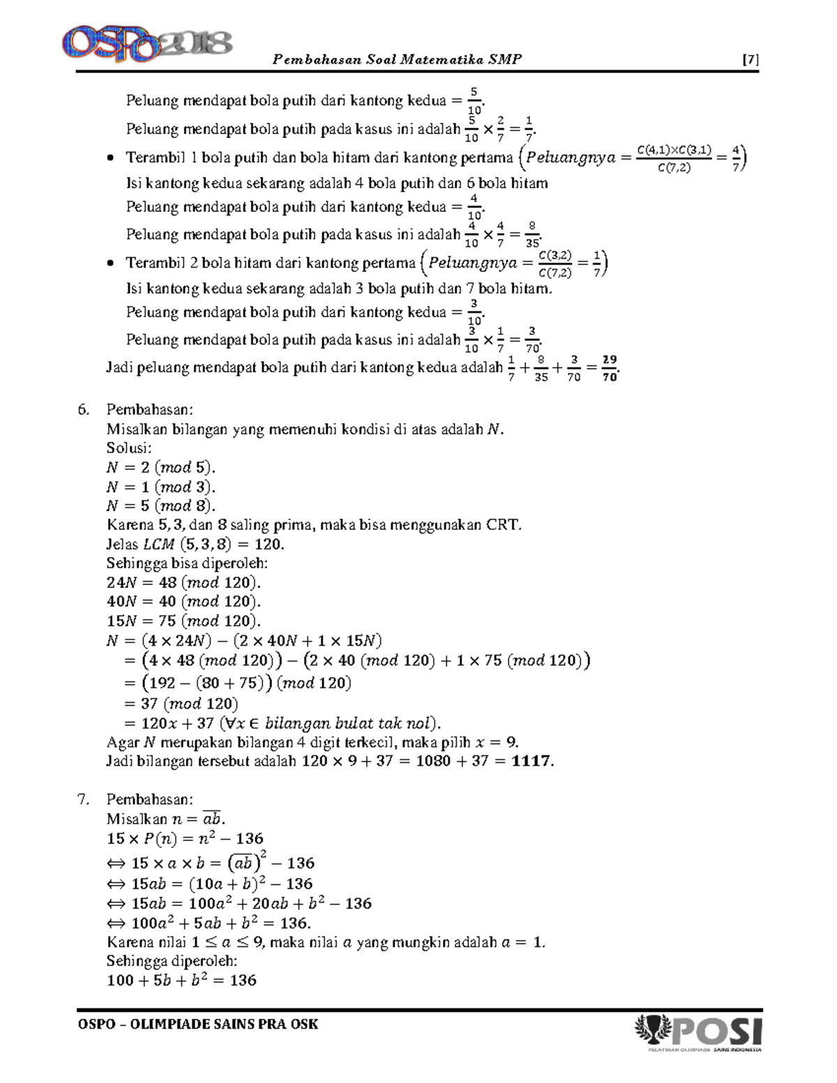 Pembahasan OSPO 2018 MTK SMP-4 - Pembahasan Soal Matematika SMP [7] OSPO – OLIMPIADE SAINS PRA ...