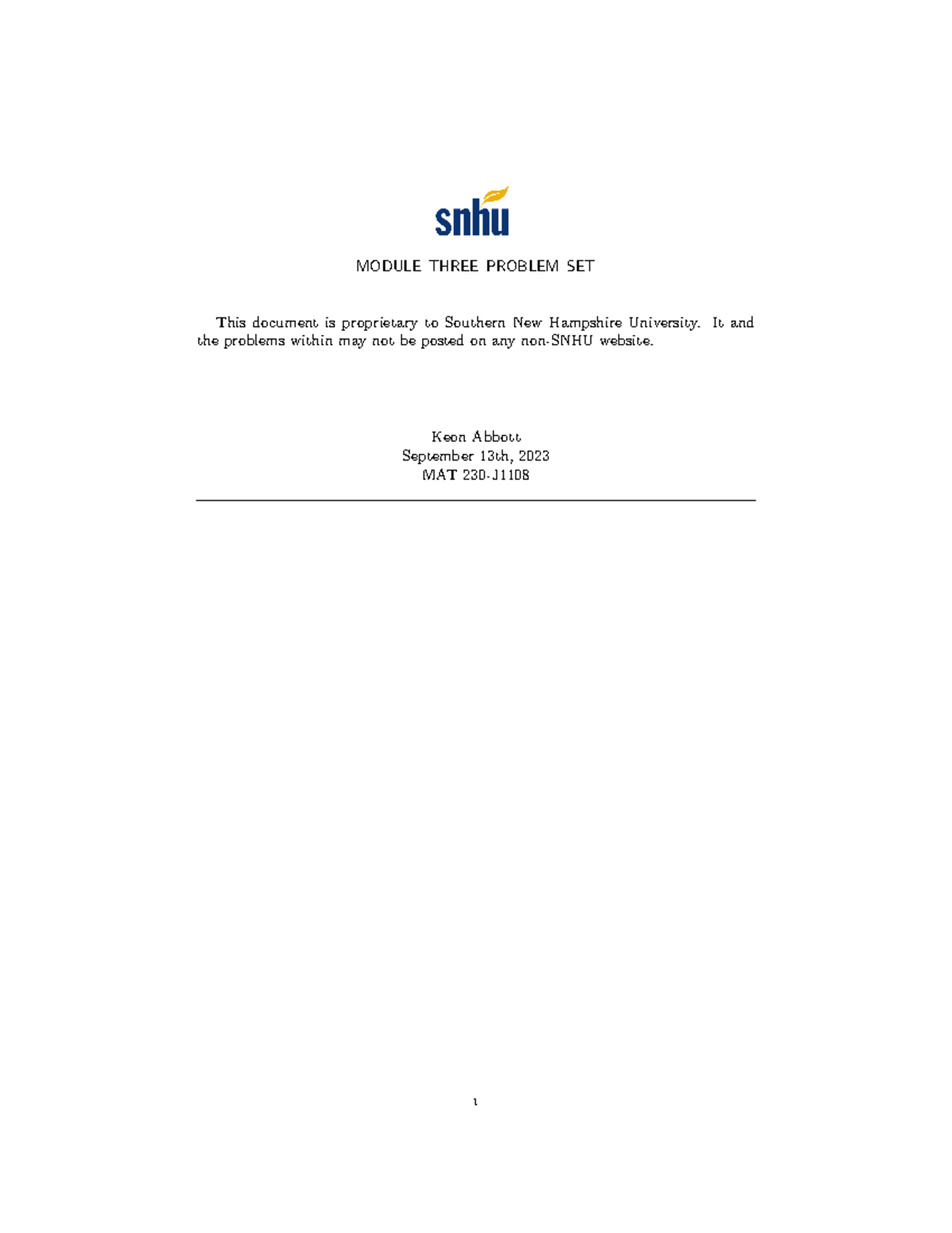 Module 3 assignment Keon Abbott - MODULE THREE PROBLEM SET This ...