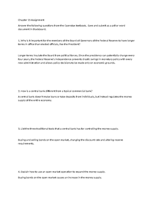 Chapter 3 assignment - Chapter 3 Assignment 1) Use the following ...