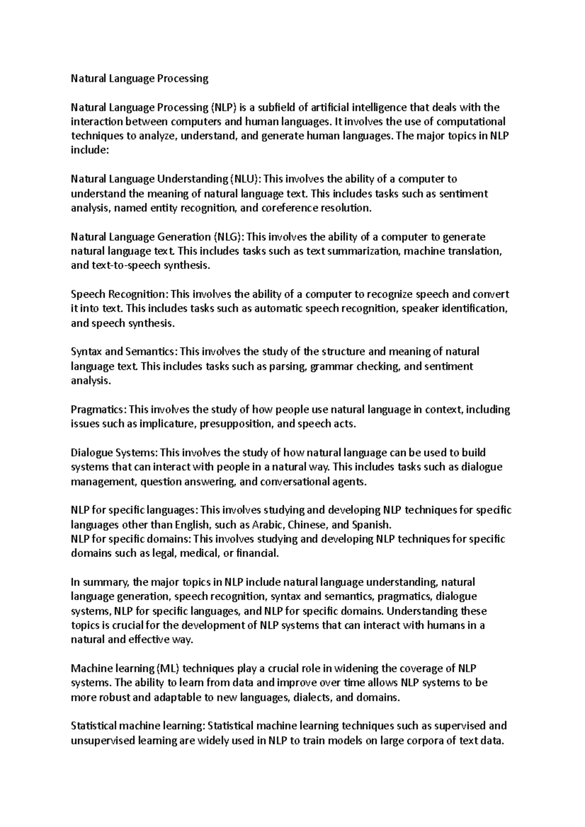 Natural Language Processing - Natural Language Processing Natural ...