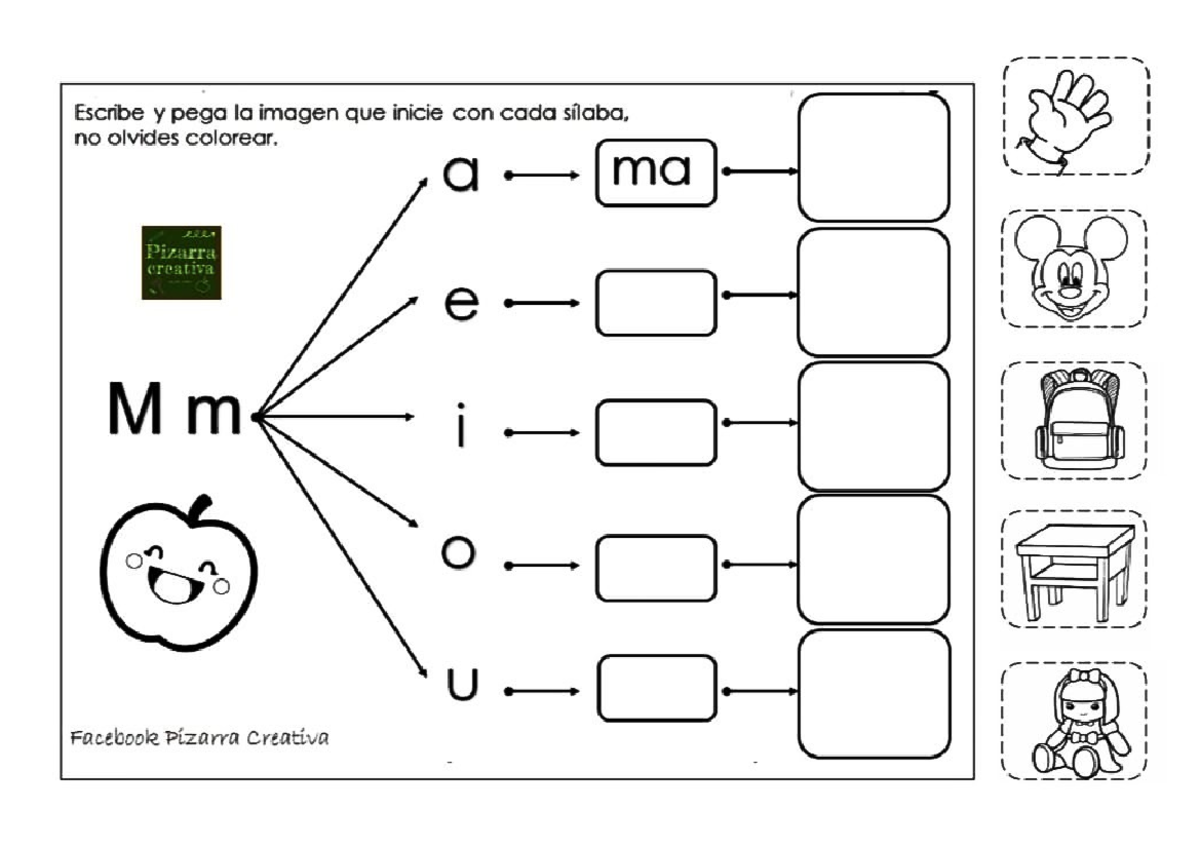 Fichas letras m,p,s,l,t,d,g,.. 1° - Escribe y pega la imagen que inicie ...