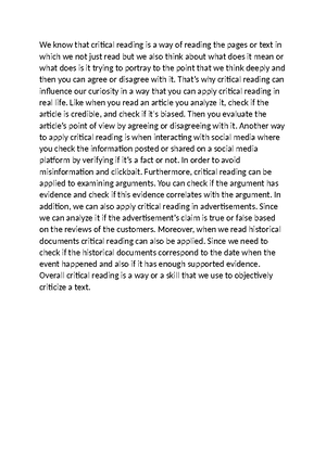 THE Nature OF Critical Writing - THE NATURE OF CRITICAL WRITING ...