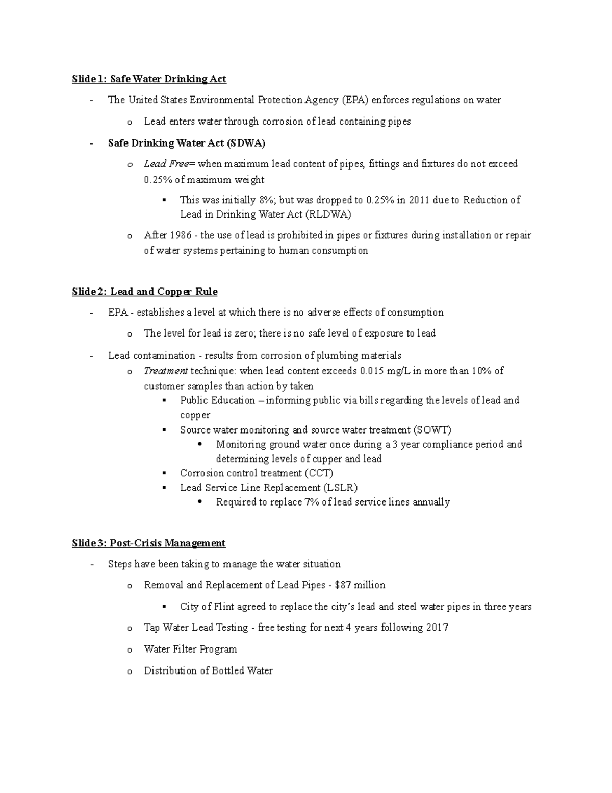LS3N03 - Presentation Notes - Slide 1: Safe Water Drinking Act - The ...