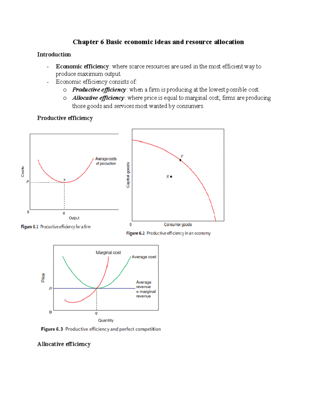 Chapter 6 Basic economic ideas and resource allocation - Chapter 6 ...