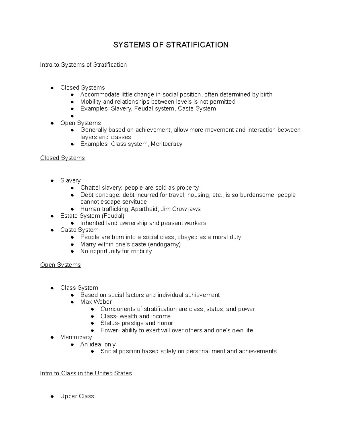 Module 7 Part 2 Systems of Stratification - SYSTEMS OF STRATIFICATION ...