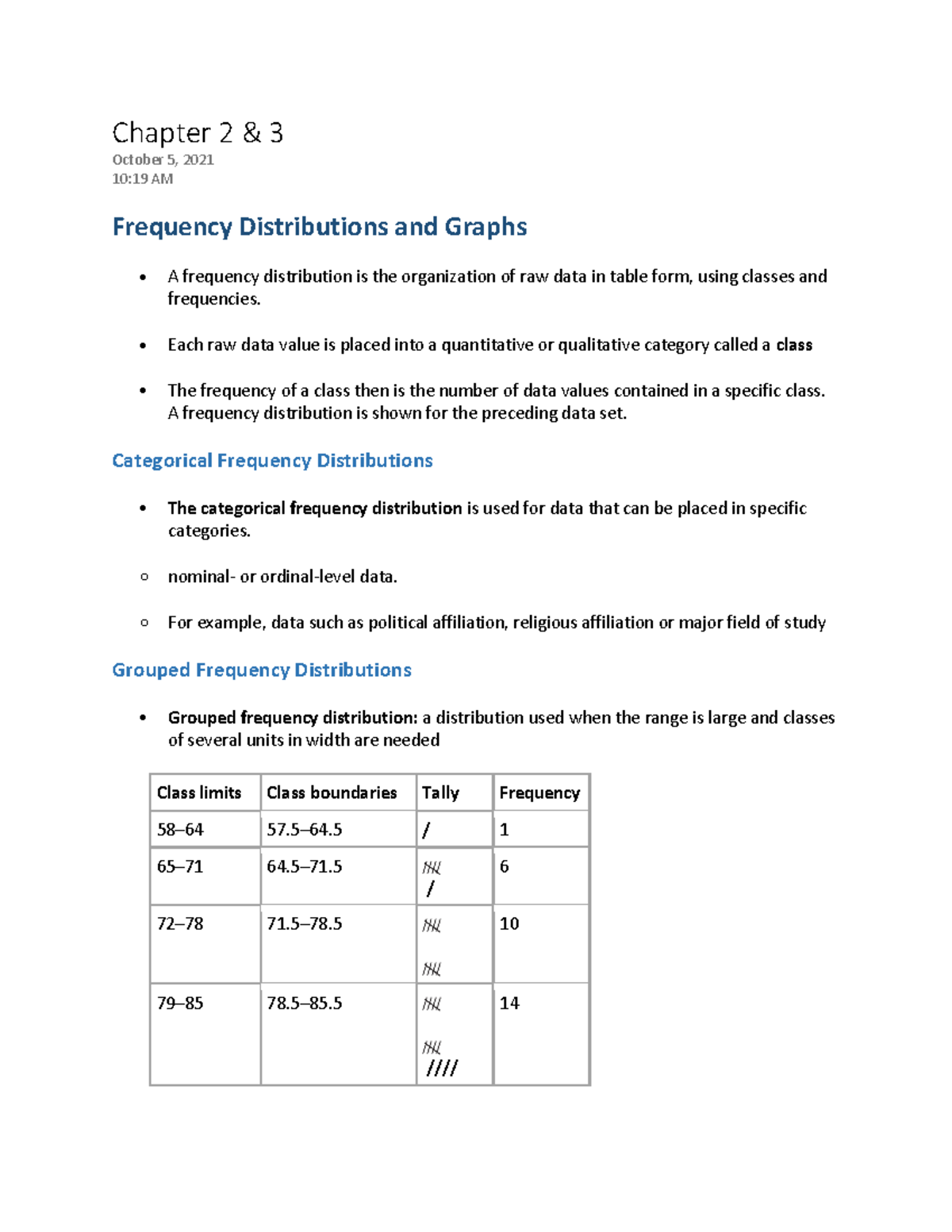 Chapter 2 MATH 115 Stat course - Chapter 2 & 3 October 5, 2021 10:19 AM ...