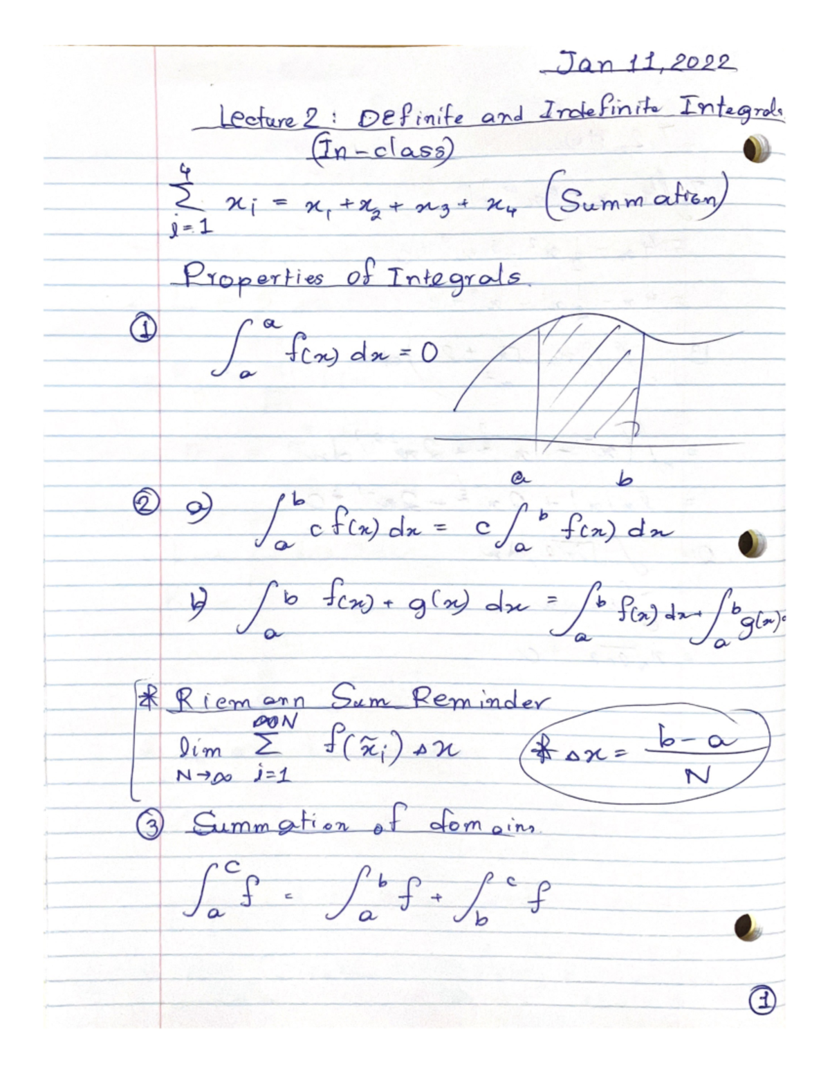 Lecture 2 Definite and Indefinite Integrals - MATH 100 - Studocu