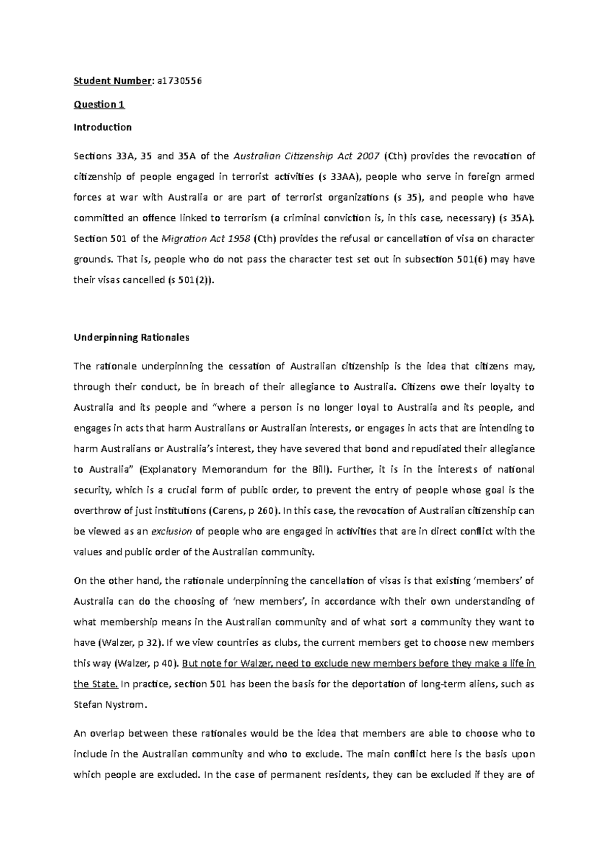 Short Answer Test for Mid Semester 2020 - Student Number : a Question 1 ...