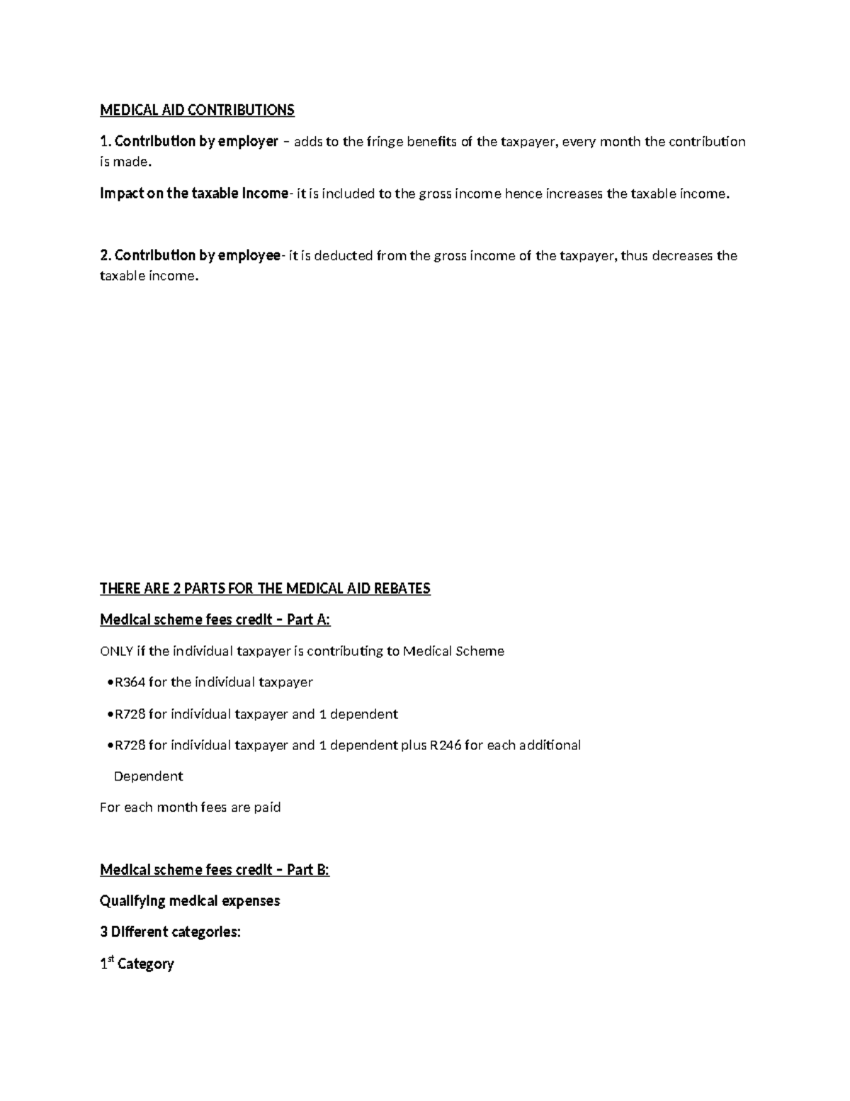Tax implications - MEDICAL AID CONTRIBUTIONS Contribution by employer ...