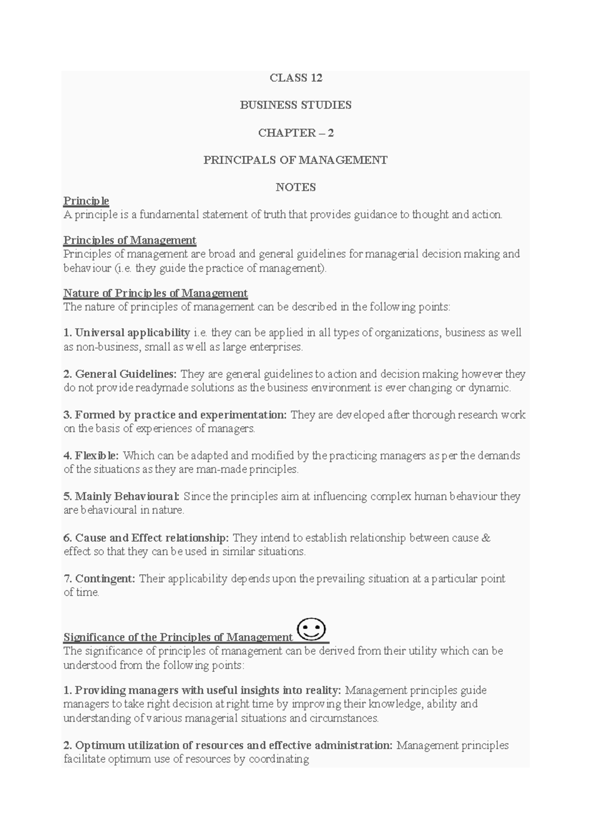 Introduction to Management - CLASS 12 BUSINESS STUDIES CHAPTER – 2 ...