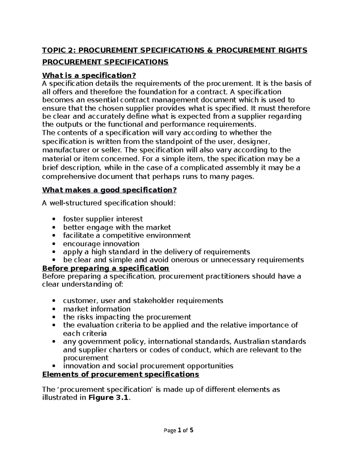 Topic TWO Procurement Specifications AND Procurement Rights - TOPIC 2 ...