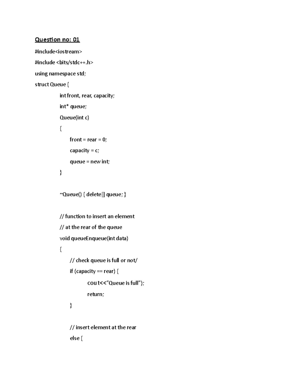 Lab 10 DSA - ssssssssss - Question no: 01 #include #include using namespace - Studocu