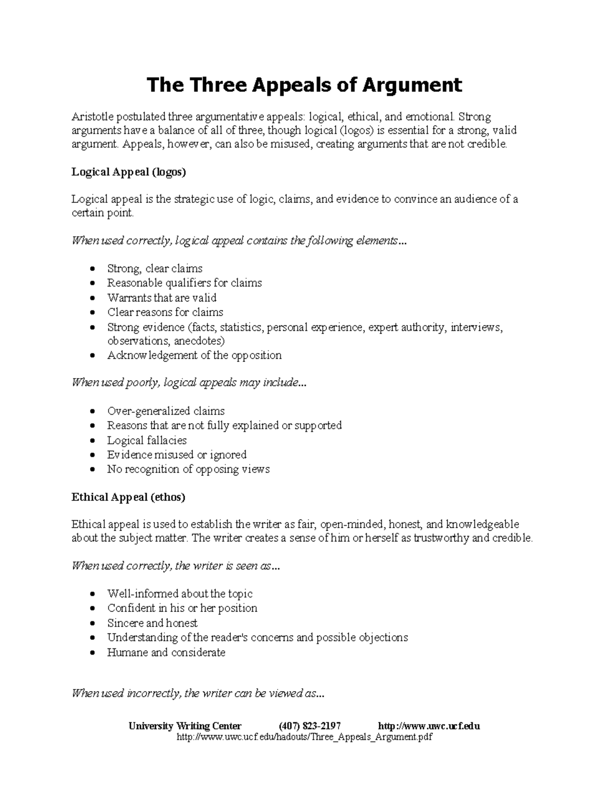 Three Appeals Argument - University Writing Center (407) 823-2197 uwc ...