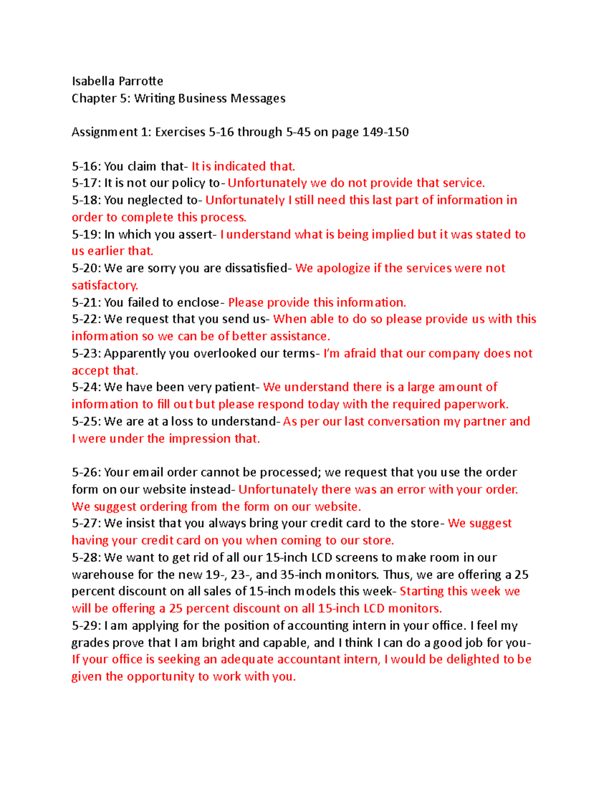 Chapter 5: Writing Business Messages - Isabella Parrotte Chapter 5 ...