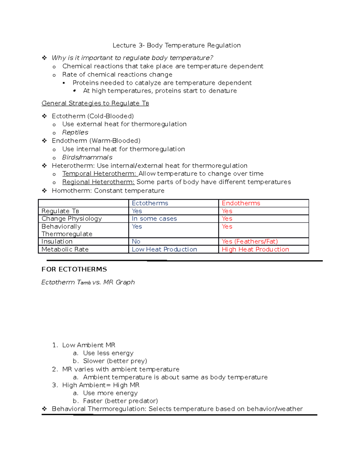 Lecture 3- Body Temp Regulation - Lecture Body Temperature Regulation ...