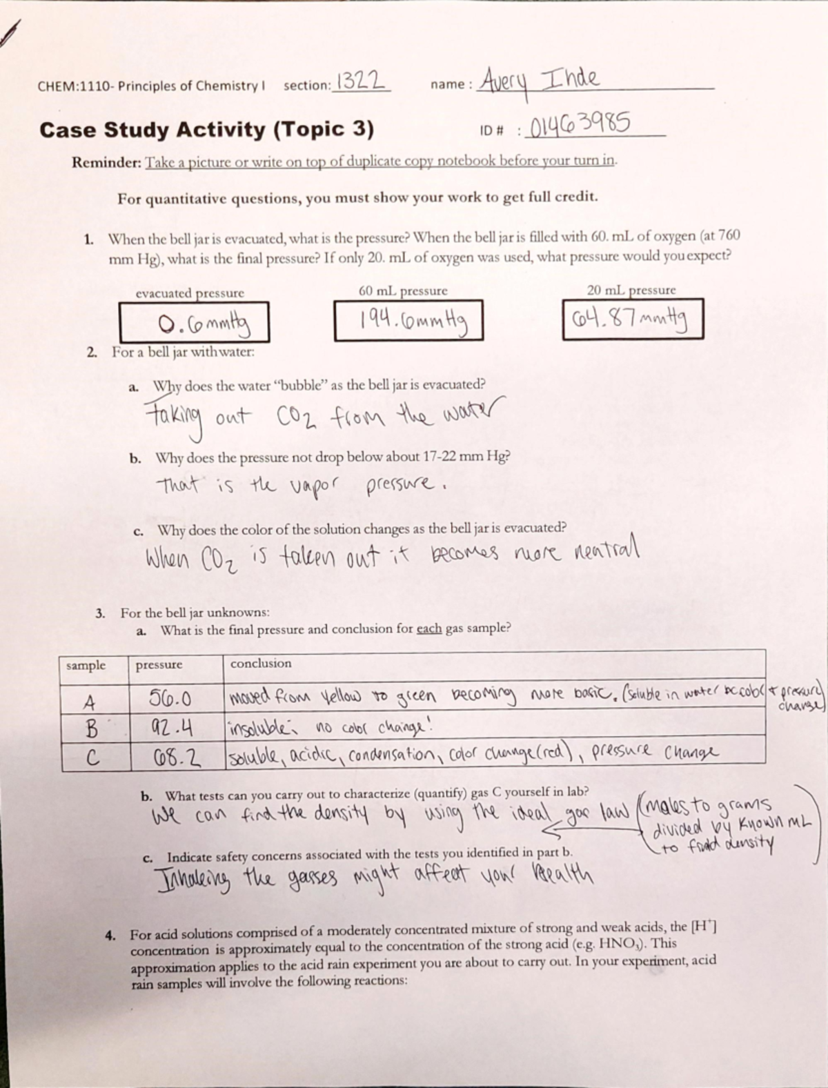 Case Study Topic #3 - CHEM:IIIO- Principles of Chemistry I section ...